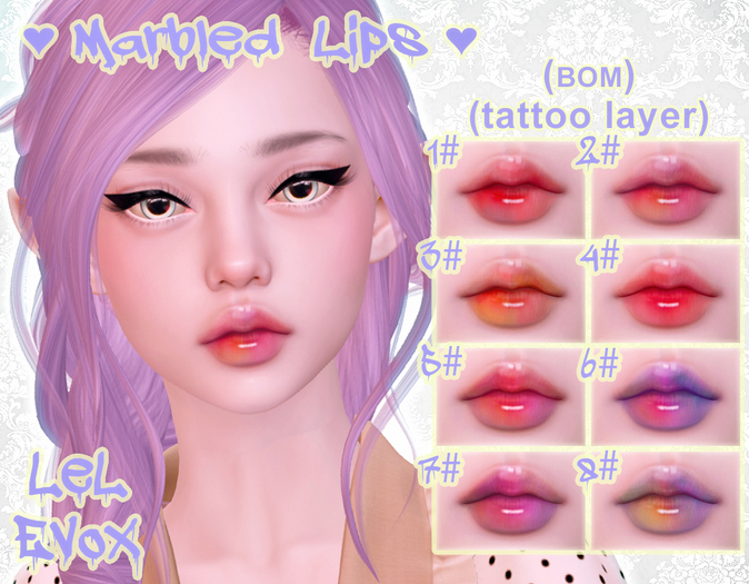 Second Life Marketplace - Marbled Lip Collection (Evox) (BOM)
